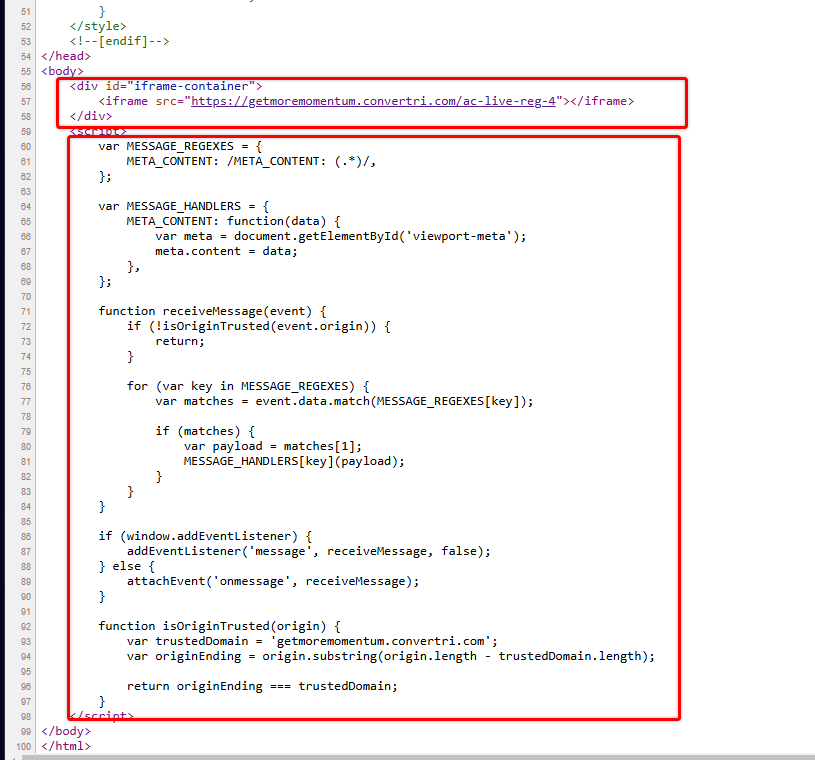 Whole Page Loaded Via an Iframe - Can't Select In Editor – Visiopt